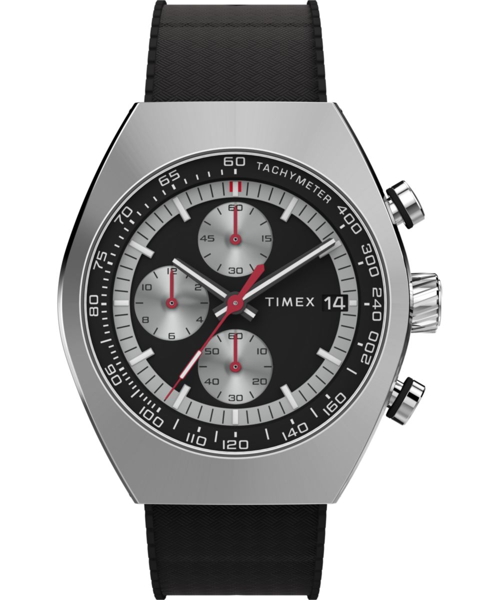 Timex Legacy Tonneau Chronograph 42mm Synthetic Rubber Strap Watch - TW2W64500 | Timex UK