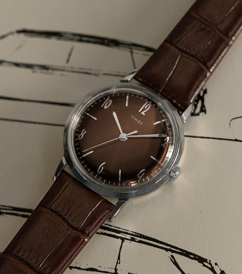 Marlin® Hand-Wound 34mm Leather Strap Watch - TW2W93300 | Timex UK