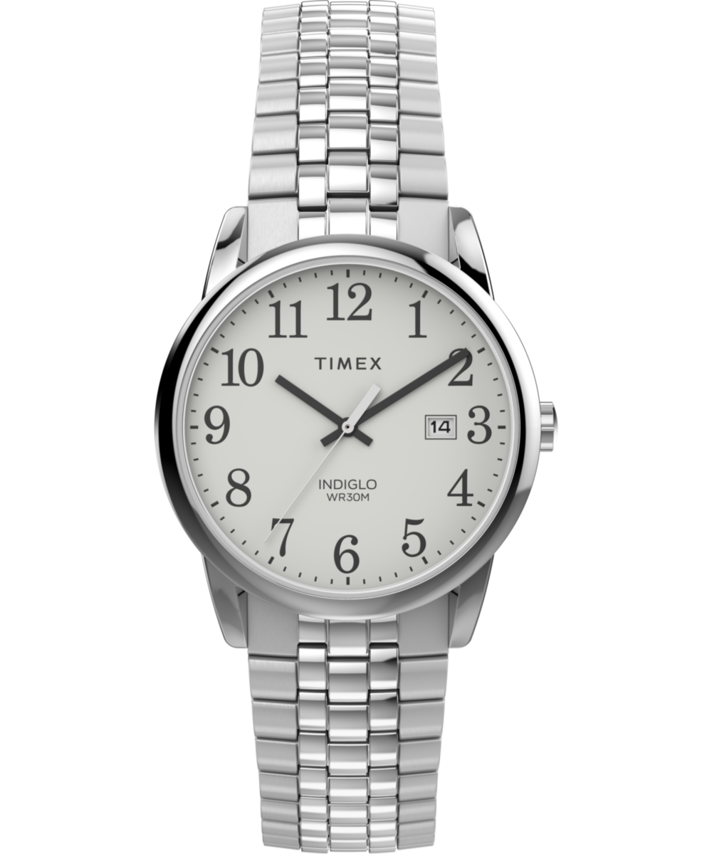 Easy Reader 38mm Stainless Steel Expansion Band Watch with Perfect Fit ...